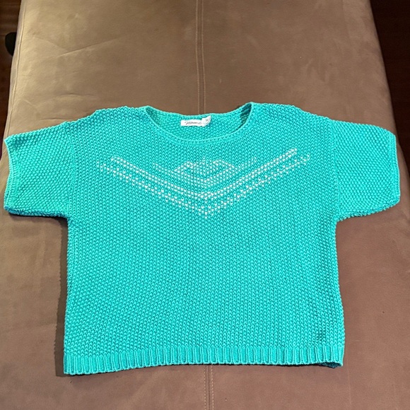 Sweaters | Teal Knit Short Sleeve Sweater | Poshmark
